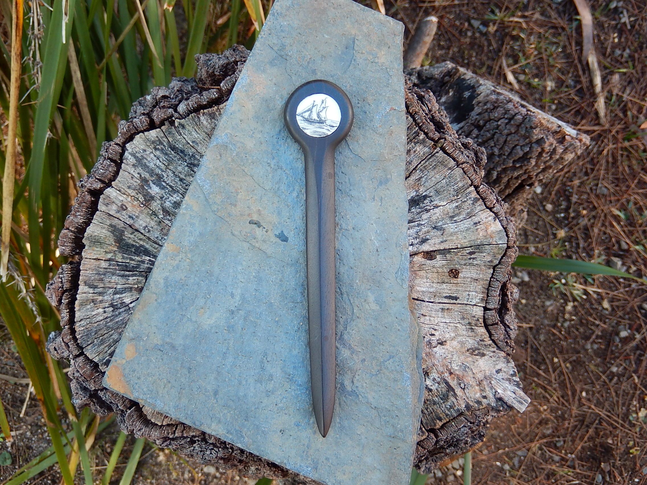 Ebonized Wood Piano Key & Scrimshaw | The Shop in the Bush