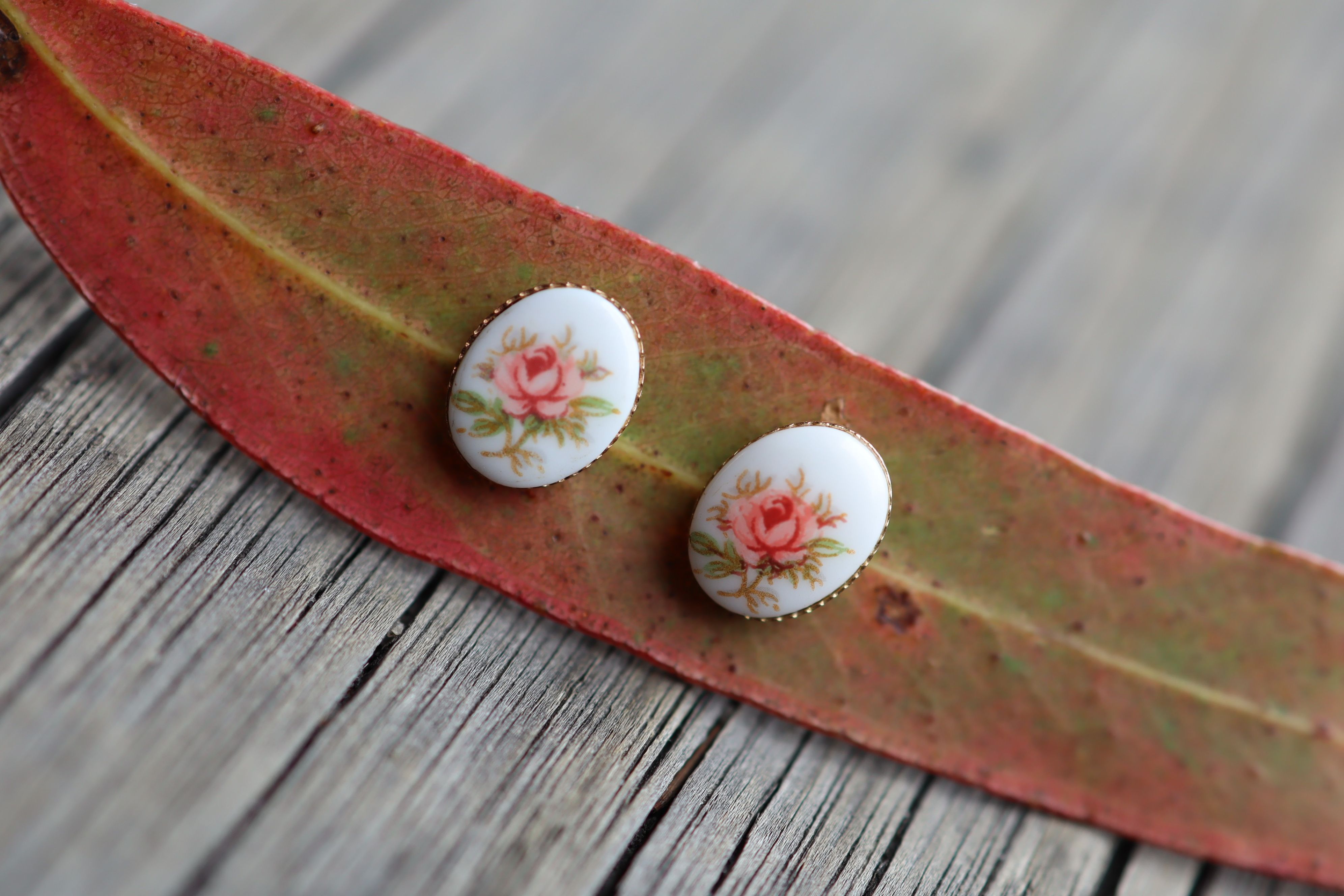 Micro Hand Painted Earrings in 9ct Gold - The Shop in the Bush