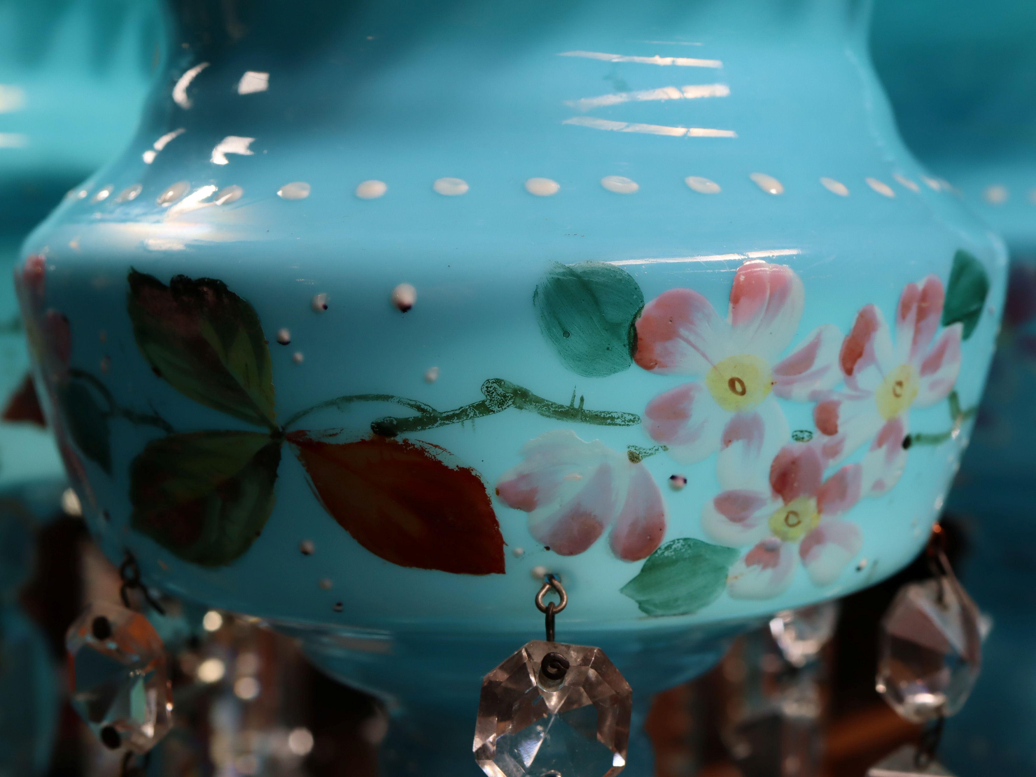 Victorian Milk Glass Mantle Lustres c.1890 - The Shop in the Bush